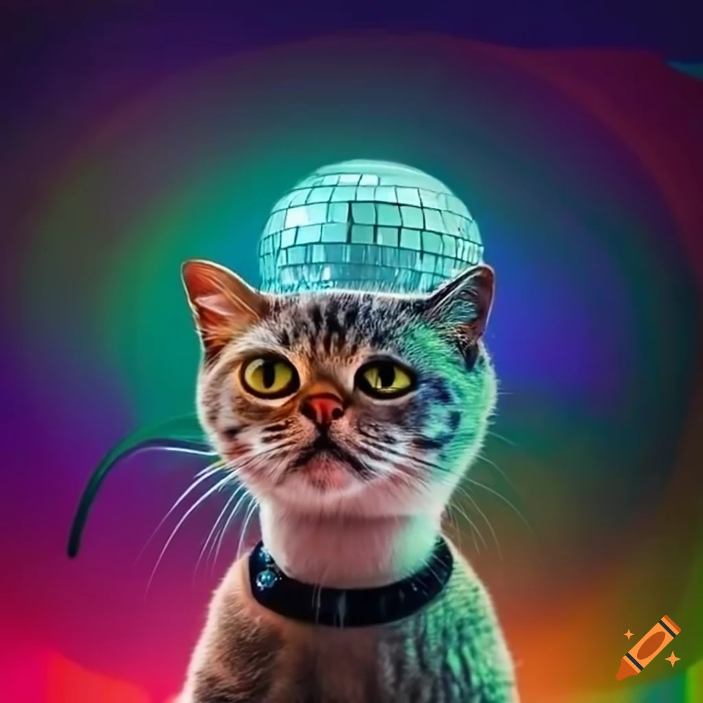 Singing cat with disco ball on Craiyon