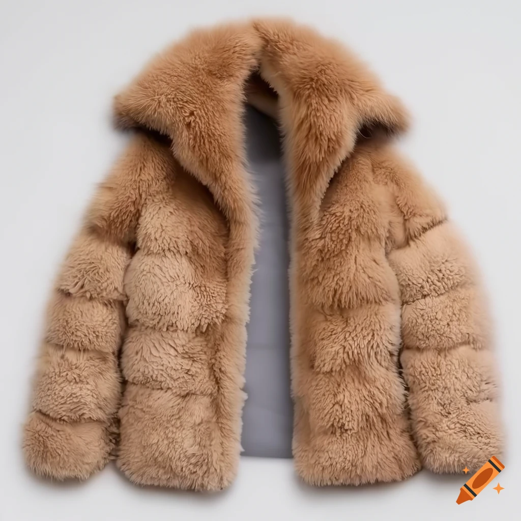 Fluffy kids coat on white background on Craiyon