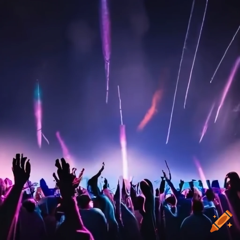 Vibrant christian night concert with lights and people on Craiyon