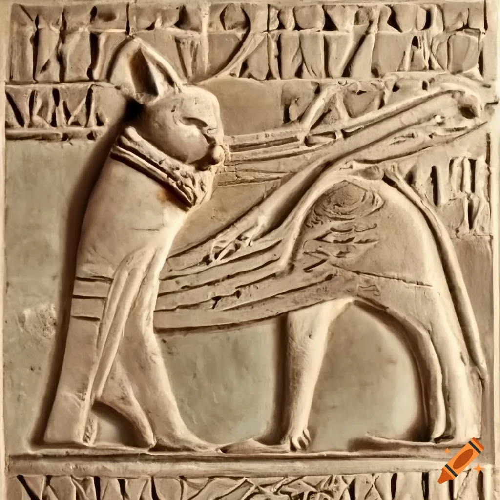 Sumerian cat bas relief sculpture on Craiyon
