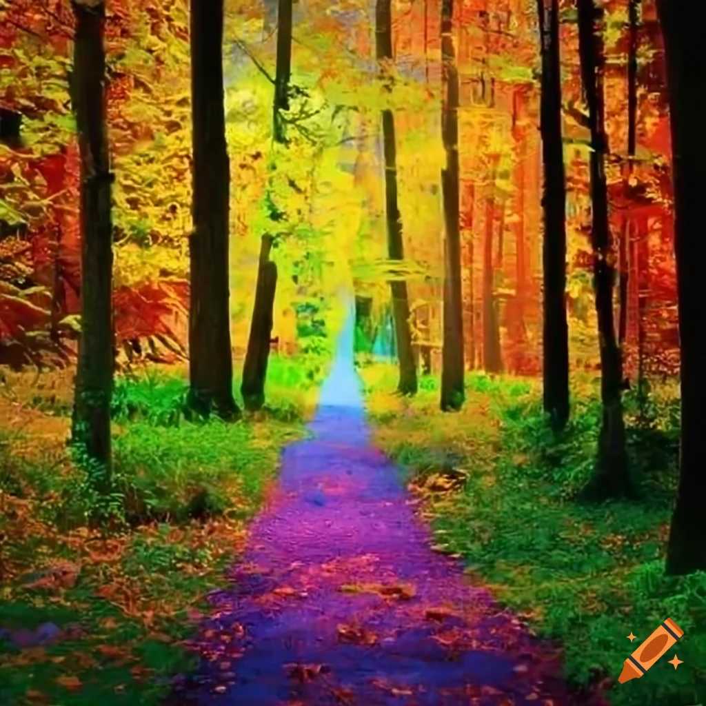 Colorful and relaxing forest scenery on Craiyon