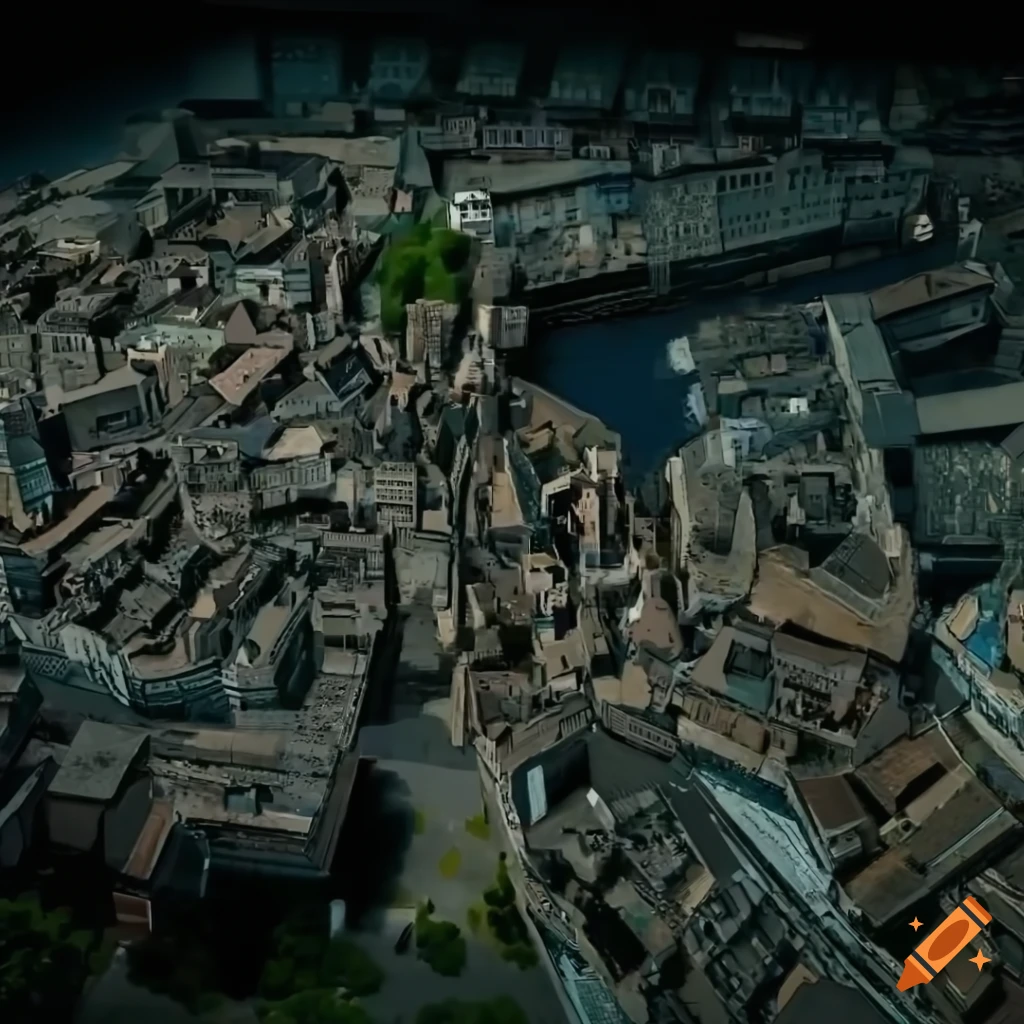 Realistic top-down 2D rendering of a European city inspired by ...