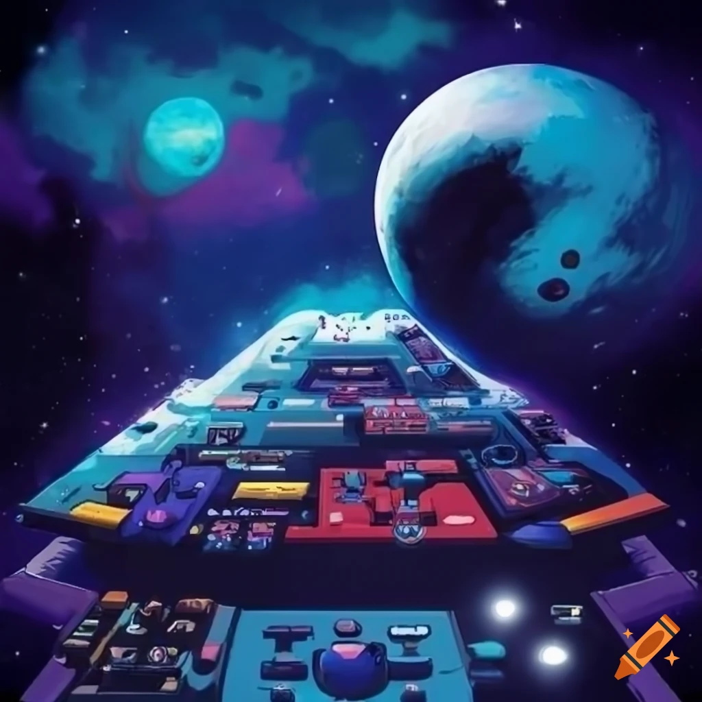 Cover art for a retro space video game on Craiyon