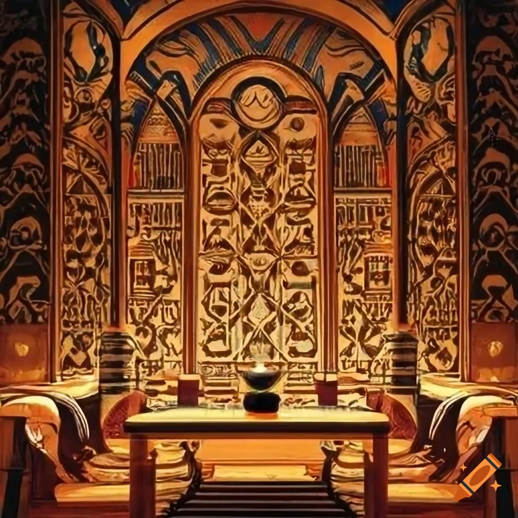 Ancient egyptian and arabic pattern poster for a luxury coffee ...