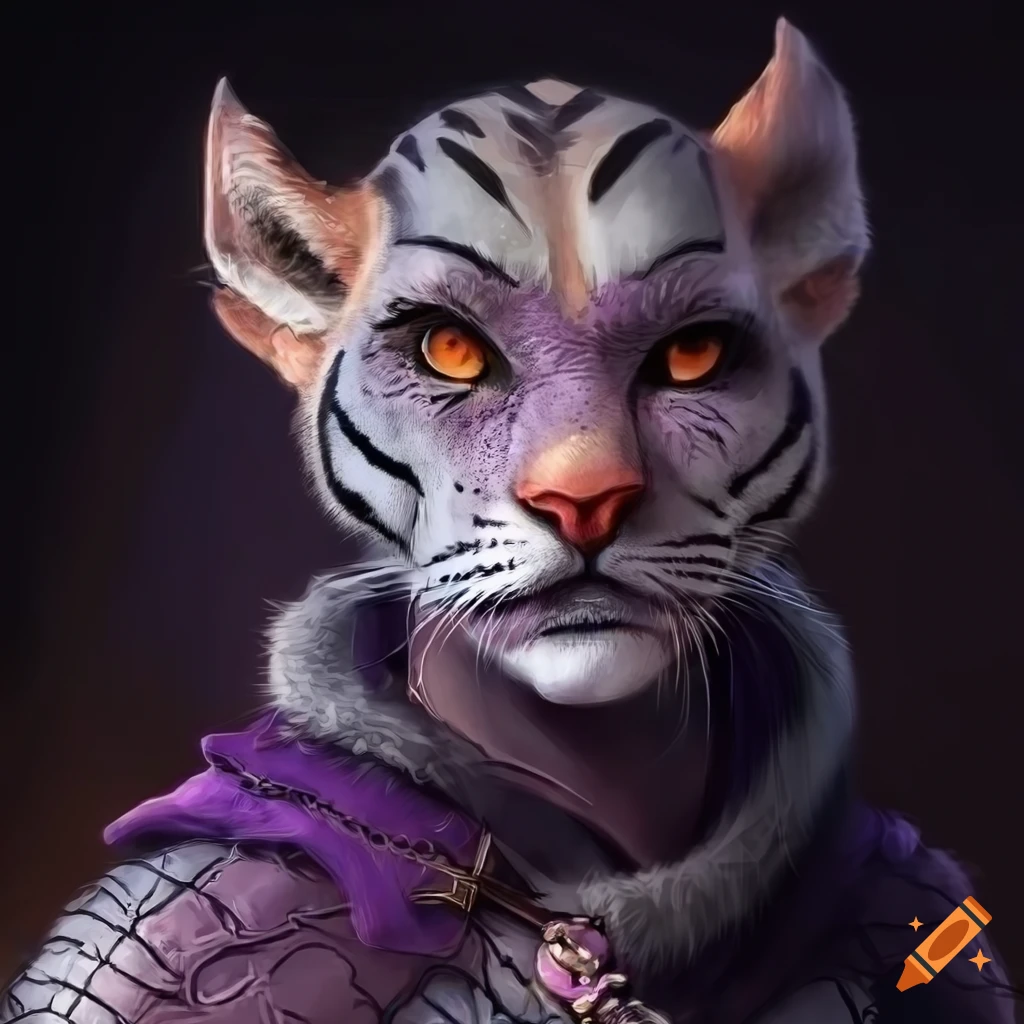 Fantasy portrait of a female tiger-inspired tabaxi warrior with leather ...
