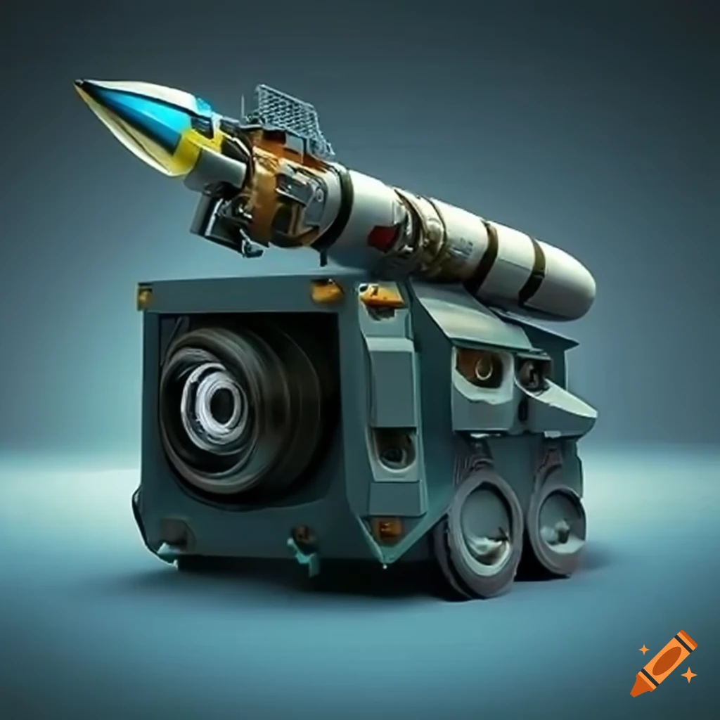 Creative tank washing machine design with rocket launcher system on Craiyon