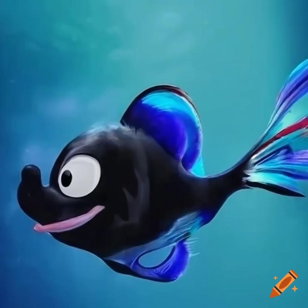 NFT of a fish wearing a Mickey Mouse black and white 50s outfit on Craiyon