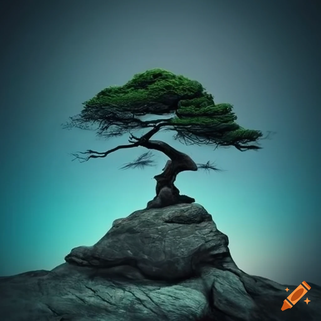 Tree on rock on Craiyon