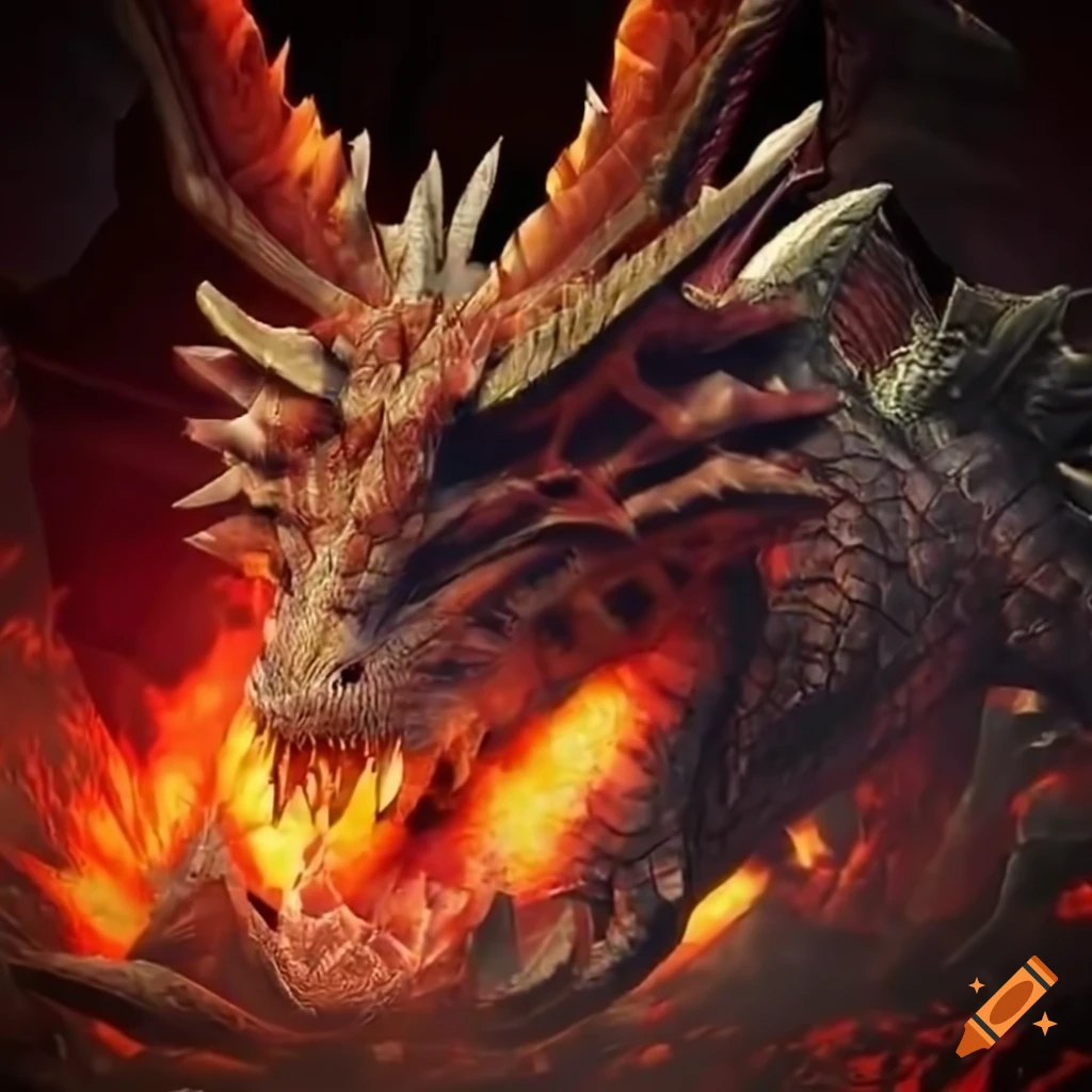 Monster hunter resurrected fire elder dragon on Craiyon