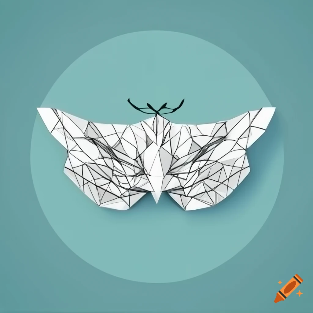 Monochrome low-poly line-art moth design for branding on Craiyon