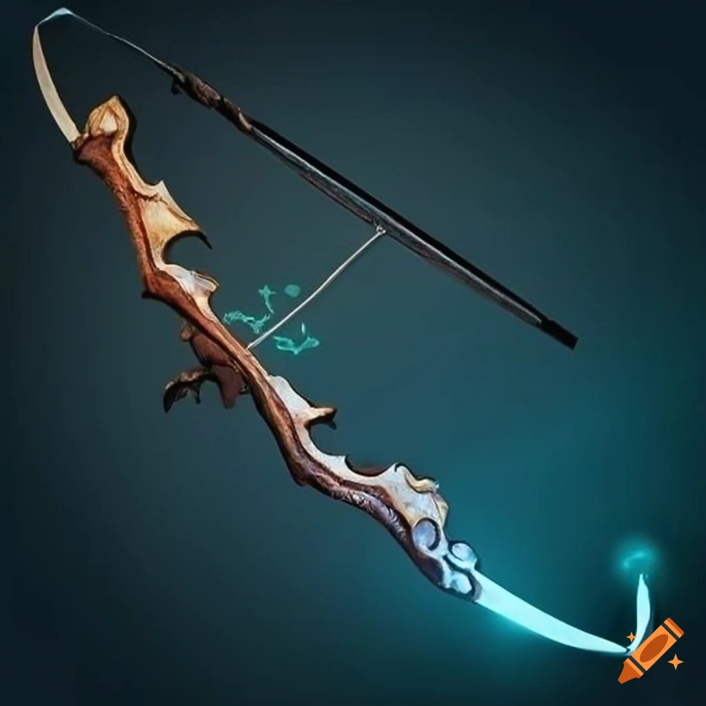 Radiant longbow made of ancient glowing wood infused with nature gods ...