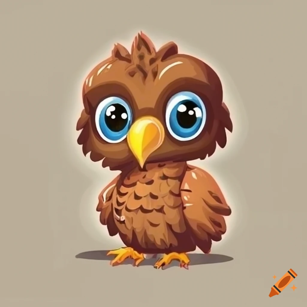 Cartoon baby chicken hawk with big cute eyes on Craiyon