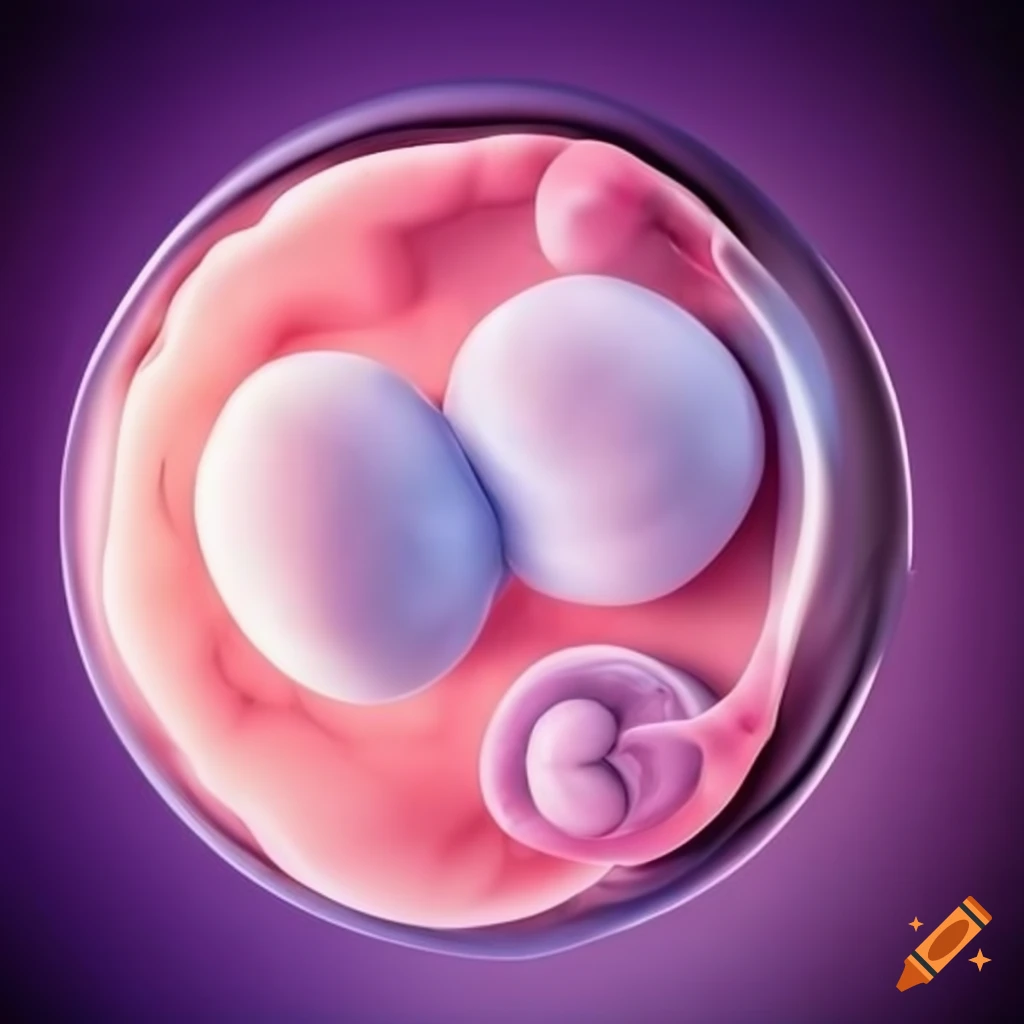Highly detailed illustration of a developing embryo in a freezer on Craiyon