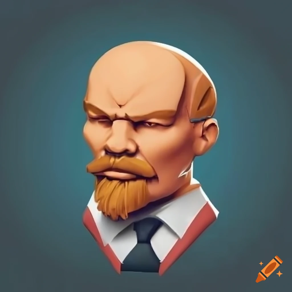 Stylized lenin head with futuristic mechanical elements on Craiyon