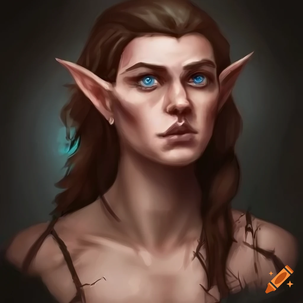 Fantasy portrait of a nonbinary half-elf barbarian with blue eyes on ...