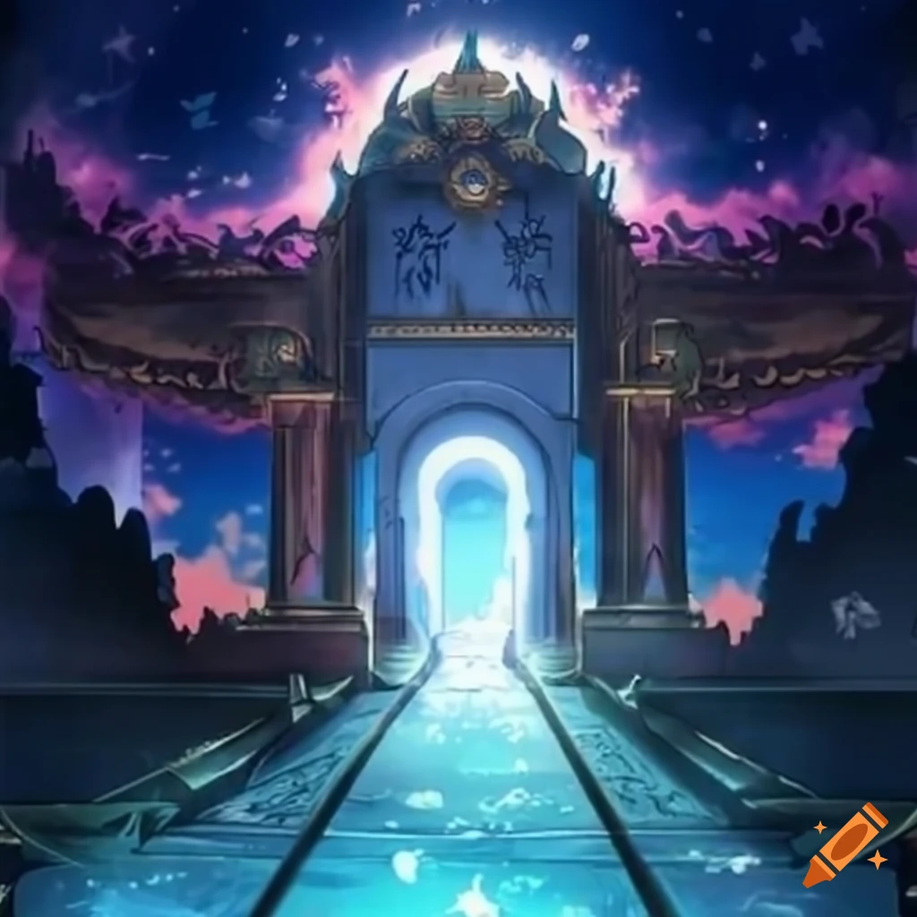 Anime illustration of the gate of heaven on Craiyon