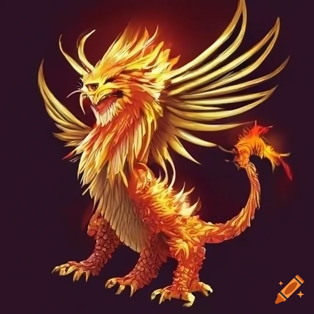 Majestic phoenix dragon lion hybrid on Craiyon