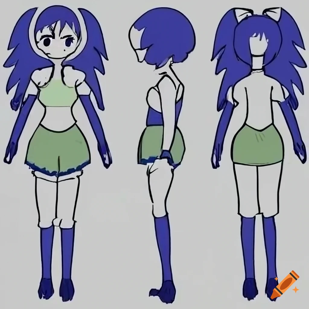Female character from multiple angles on Craiyon