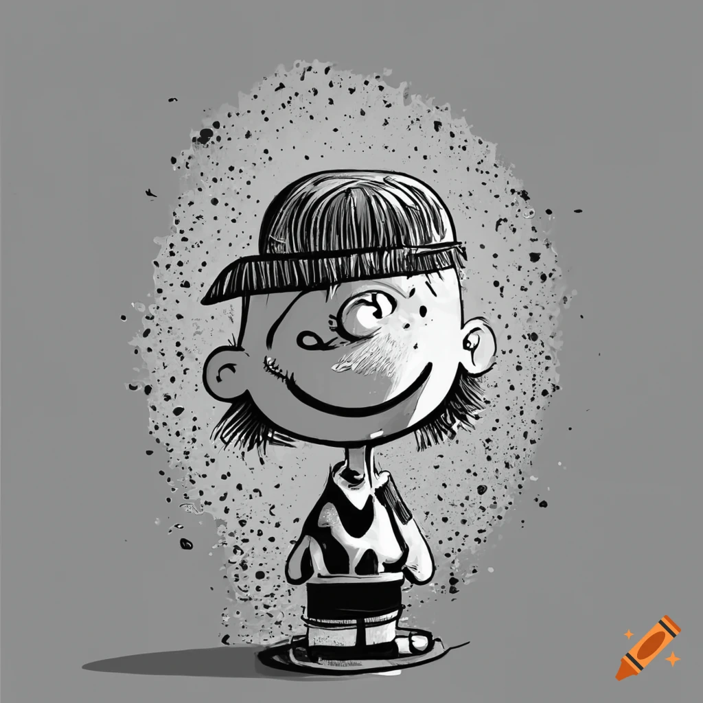 Serious grown charlie brown with beard in classic comic strip style on ...