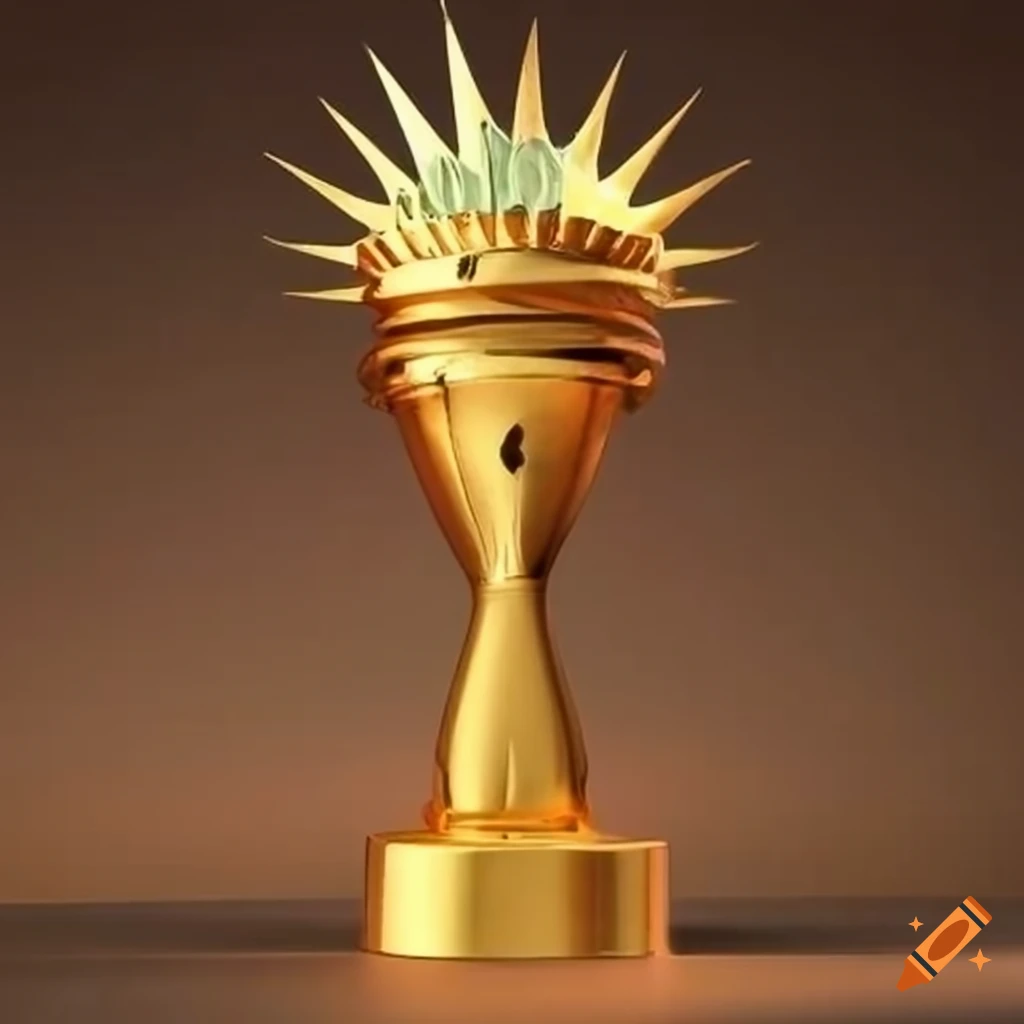Detailed golden trophy inspired by lady liberty's torch on Craiyon
