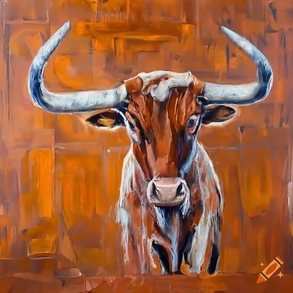 Iconic Longhorn mascot in burnt orange colors on Craiyon