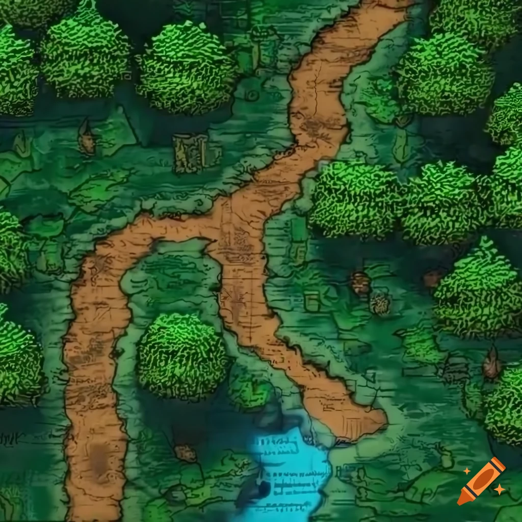2d map of a jungle path on Craiyon