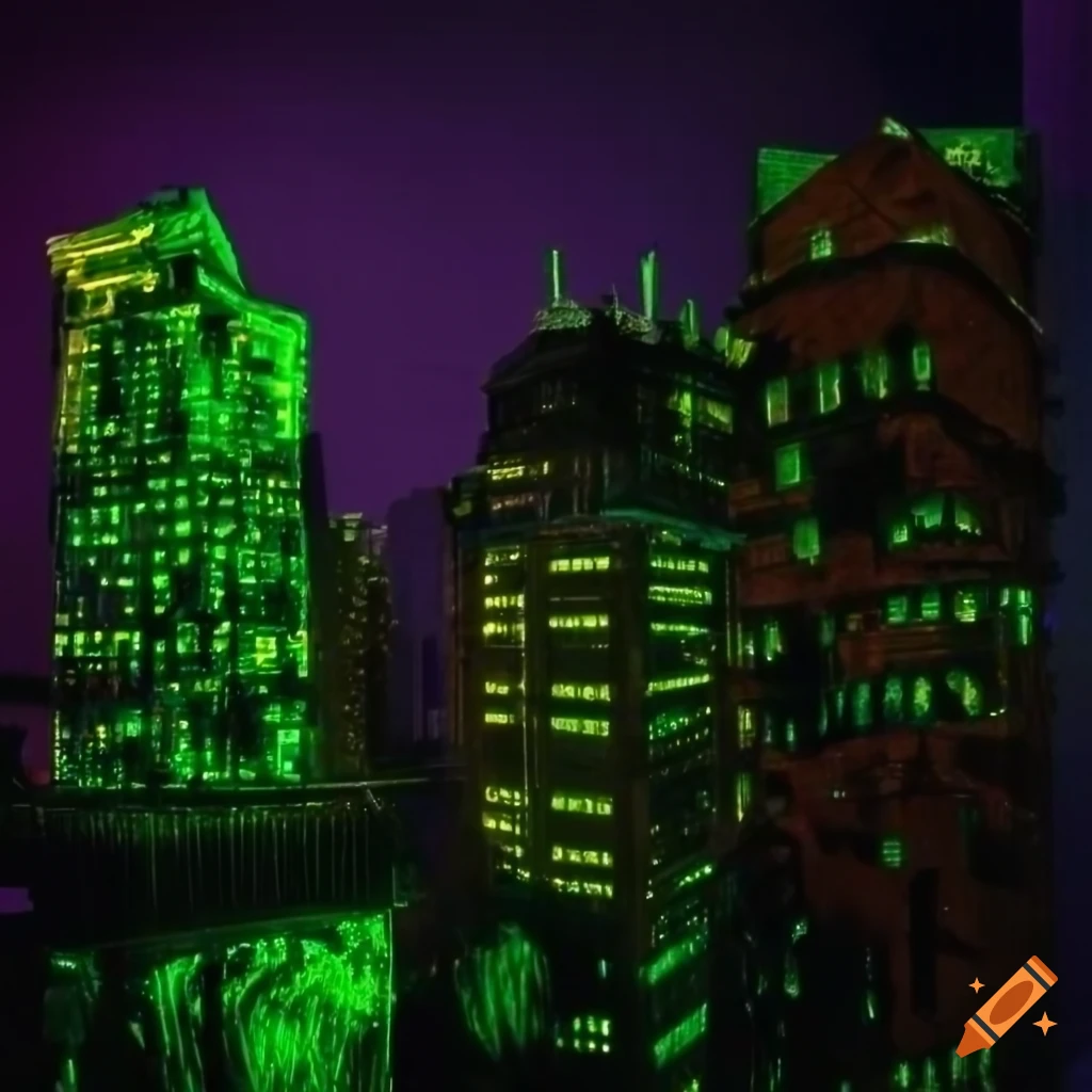 Glowing biopunk cityscape with plants, mushrooms, crystals, and cyborg ... Glowing biopunk cityscape with plants, mushrooms, crystals, and cyborg ...