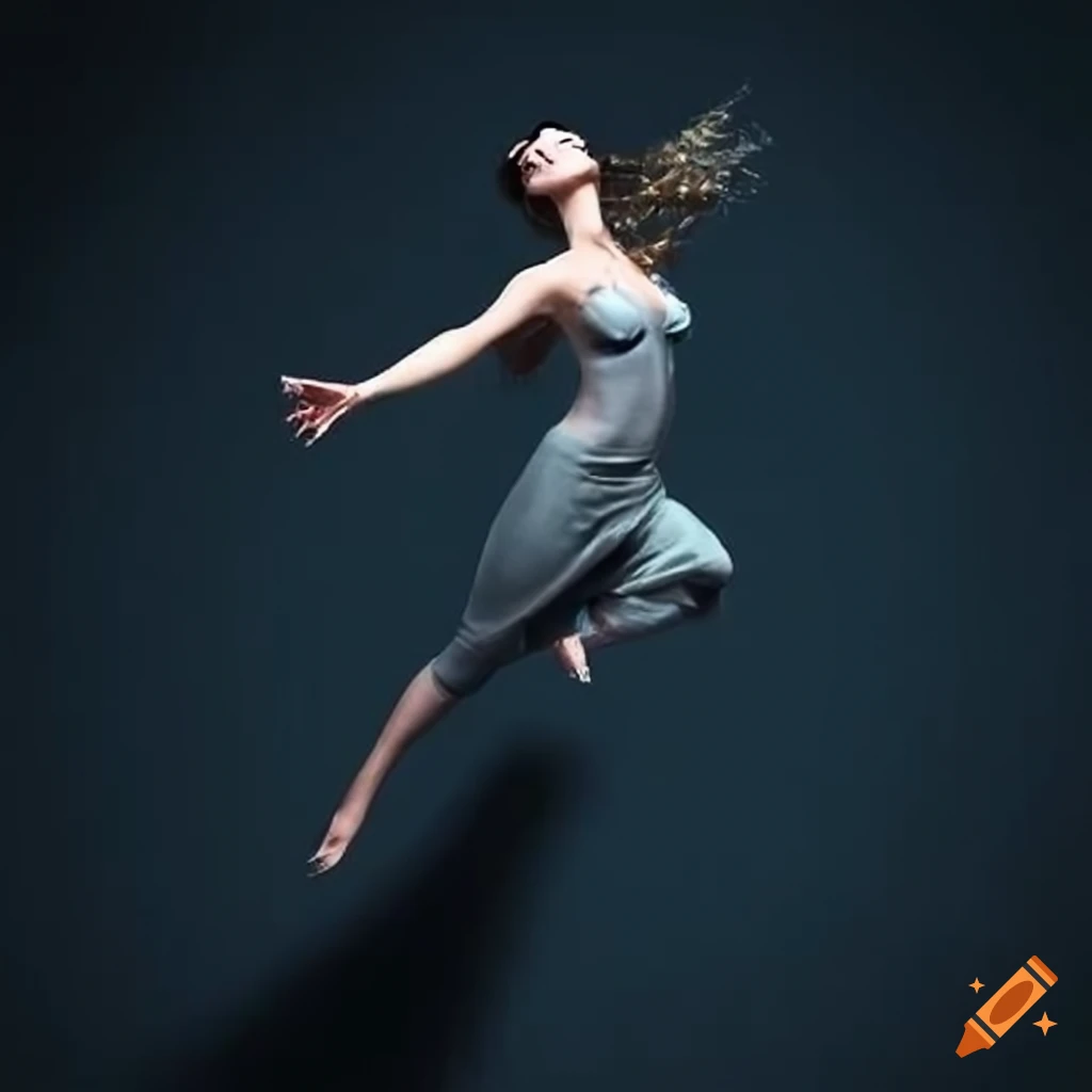 Woman performing an epic leap on Craiyon