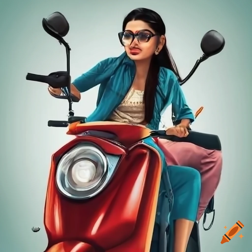 Indian woman riding a bike on Craiyon