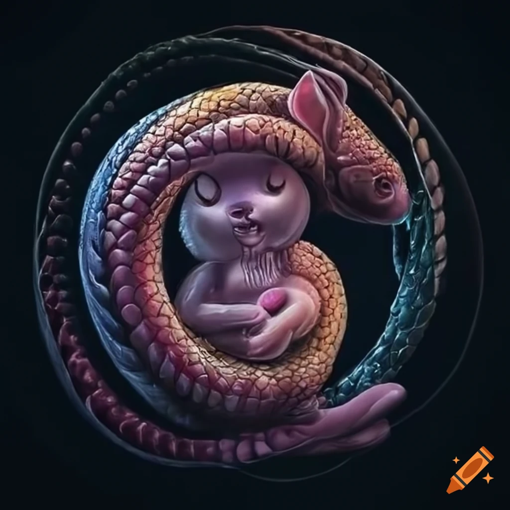 Metaphysical yin yang rabbit ouroboros buddha on Craiyon