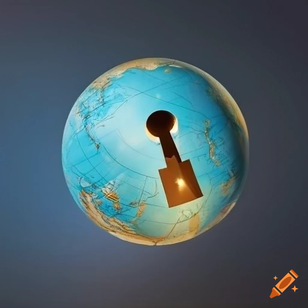 Globe with a keyhole in the center on Craiyon