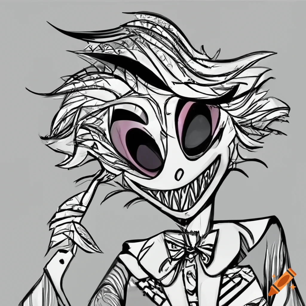 Hazbin Hotel black and white coloring page on Craiyon