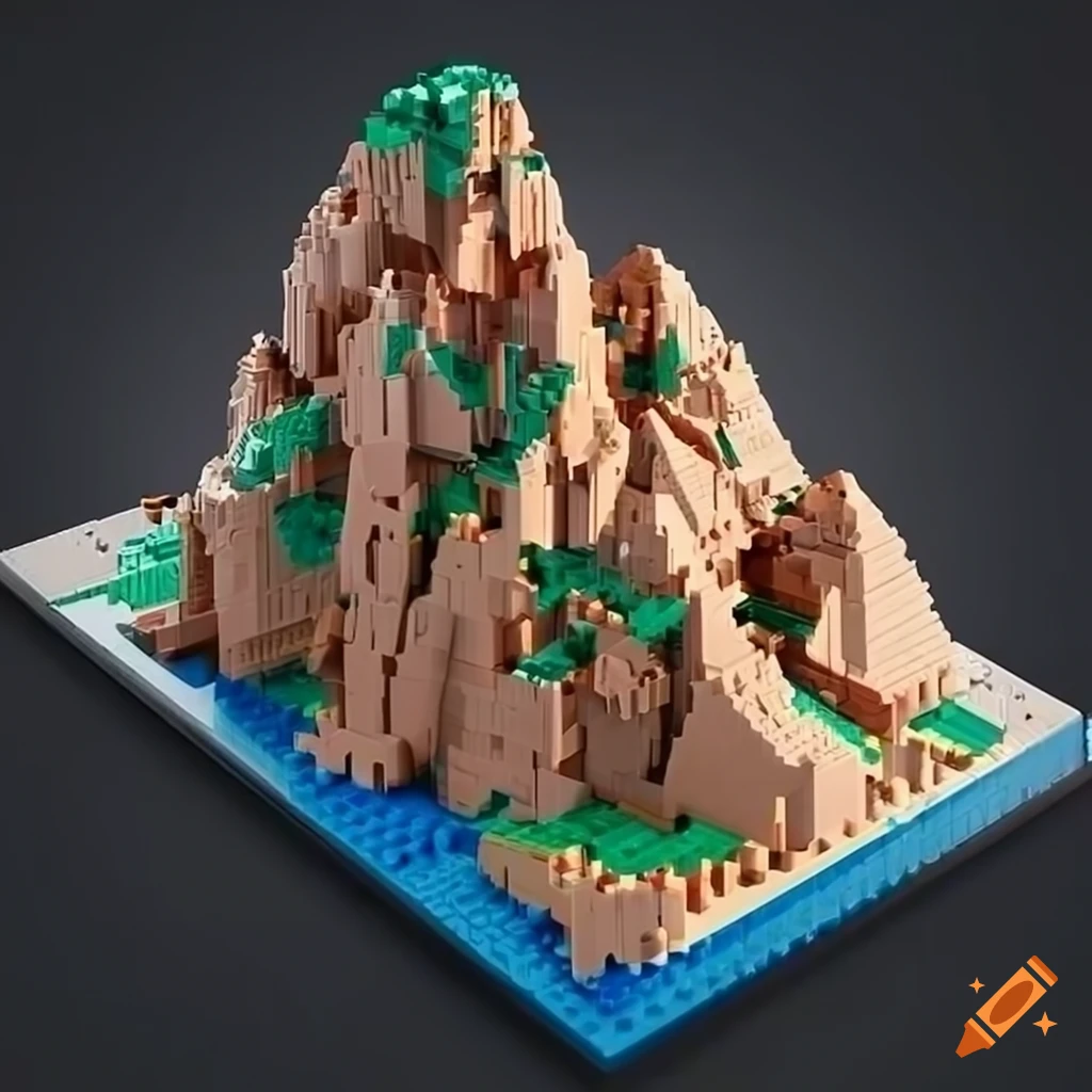 Intricate lego model of monviso mountain on Craiyon