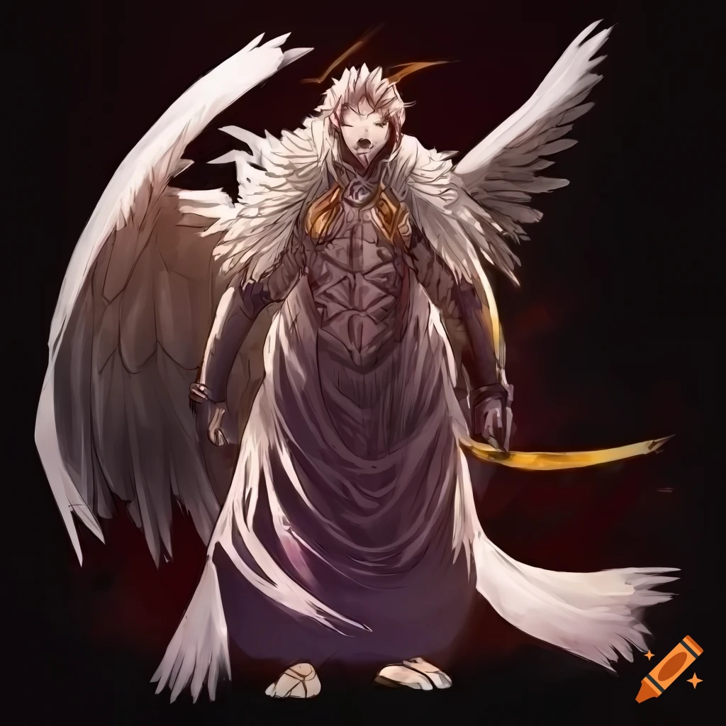 Anime style angel titan from Ascend: Hand of Kul on Craiyon