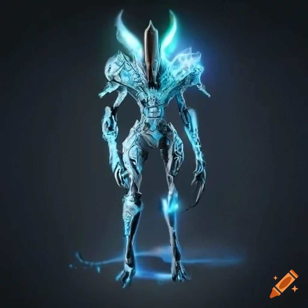 Moonstone alien knights with glowing white spears on Craiyon