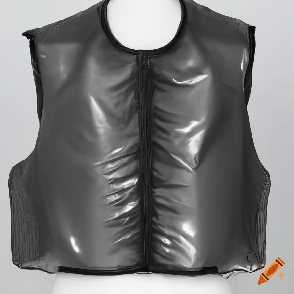 Martin Margiela plastic vest on white background on Craiyon