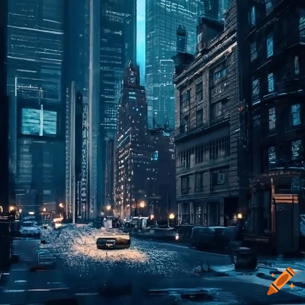 Us army apc and soldiers in a winter scenario among skyscrapers in nyc ...