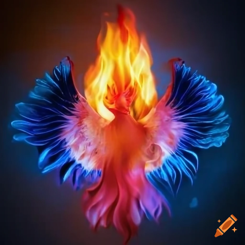 Holy spirit fire in red, gold, blue, white colors on Craiyon