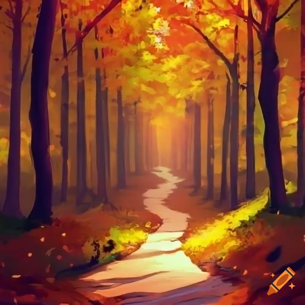 Autumn forest path poster on Craiyon