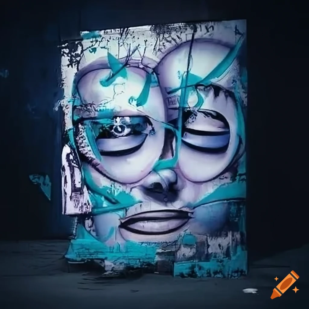 Graffiti art with the words 'forbidden blueprint' on Craiyon