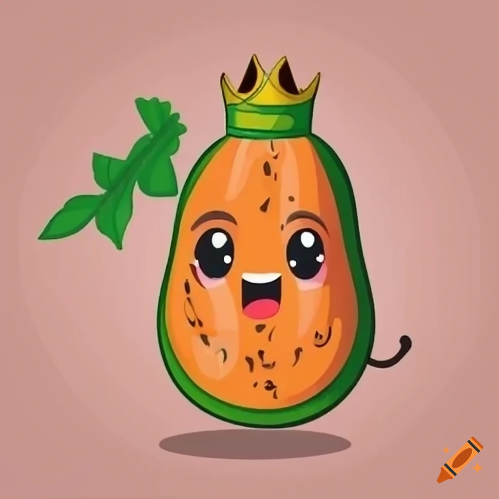 Cute papaya character wearing a crown on Craiyon