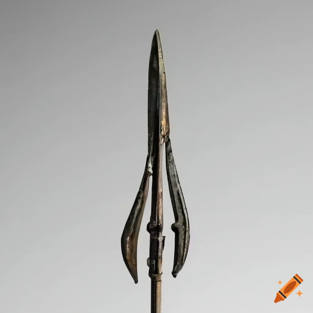 Detailed metal sculpture of a Merovingian-style arrow with swallow tail ...