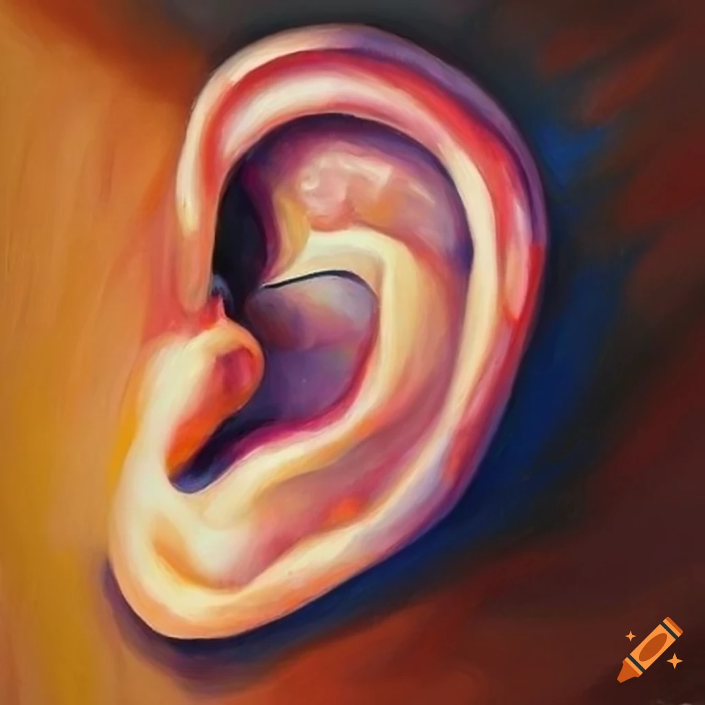 Oil painting of a human ear on Craiyon