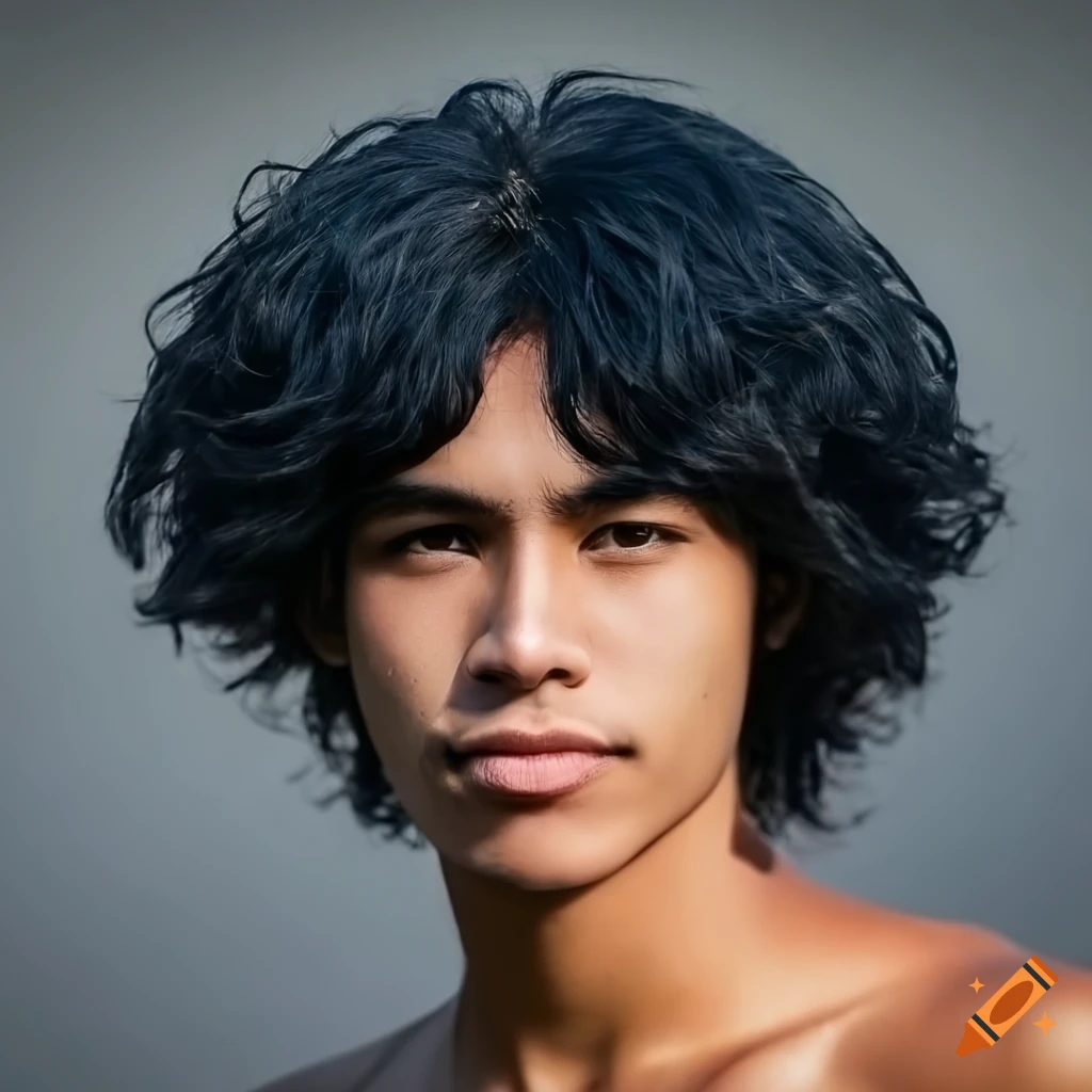 Artistic close-up portrait of a brazilian indigenous young man with ...