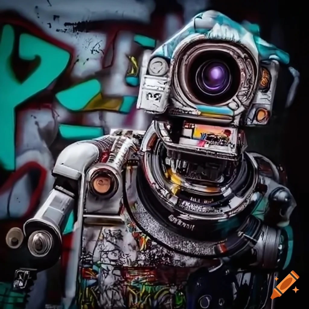 Robotic camera in a graffiti style on Craiyon