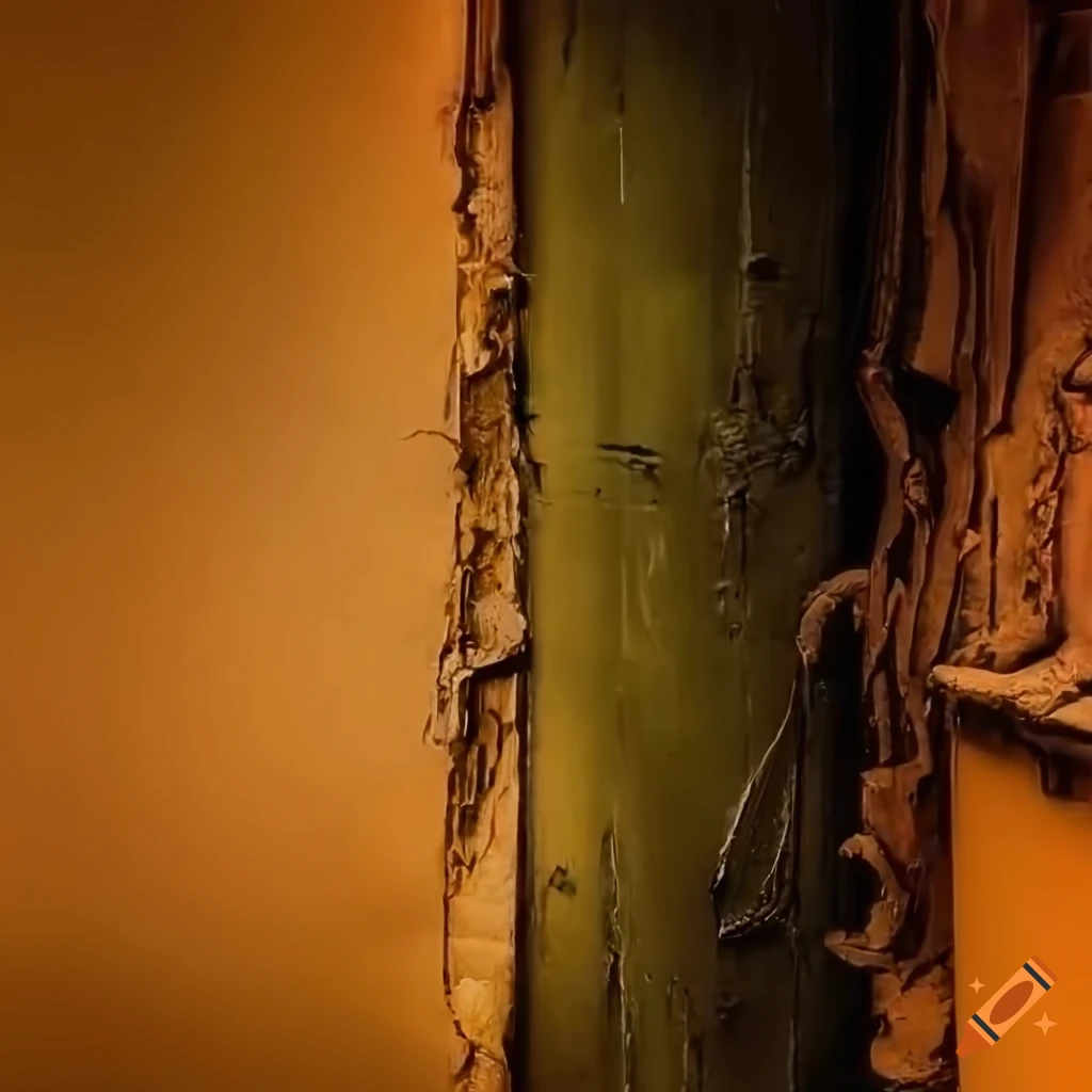 Destroyed leather couch in flooded brick doorway with abandoned ...