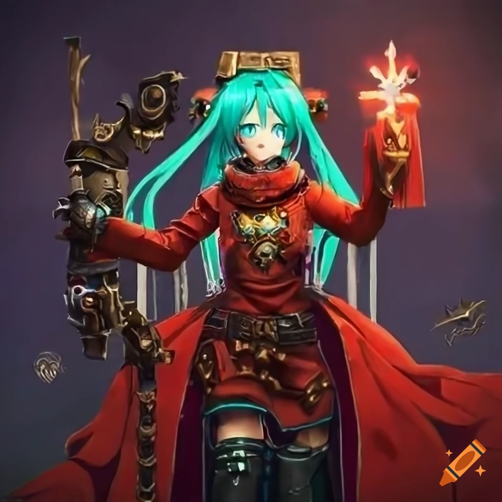 Fusion of warhammer 40k tech-priest explorator and hatsune miku in a ...