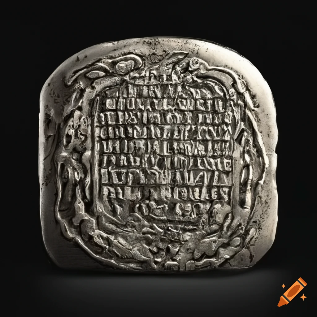 Ancient silver metal tablet on Craiyon