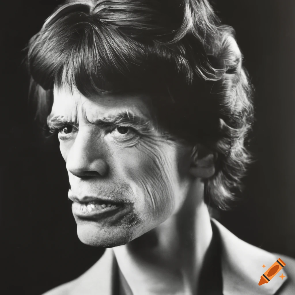 Vintage close-up portrait of Mick Jagger in sharp attire on Craiyon