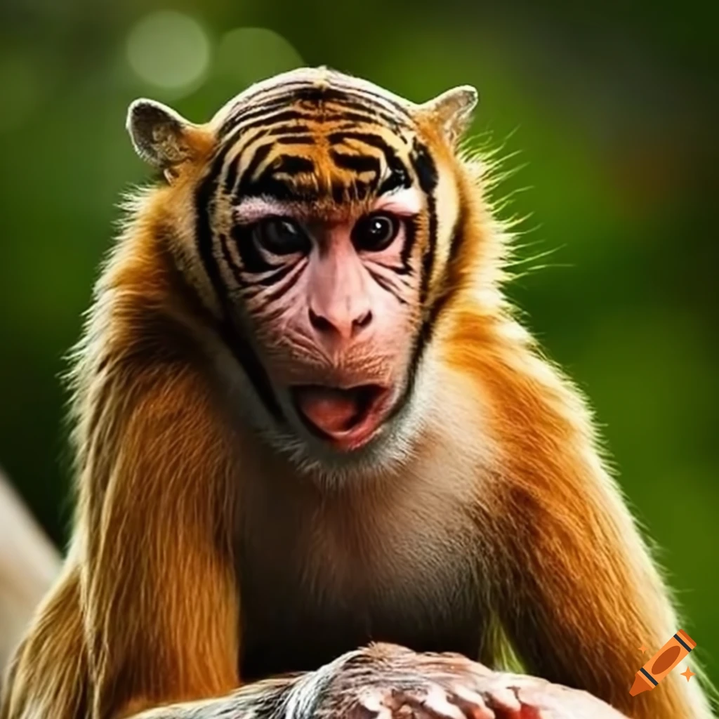 Monkey resembling a tiger on Craiyon